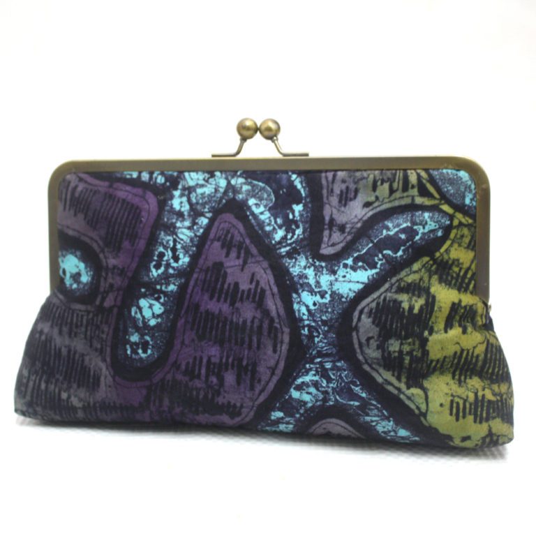 Purple Thames Super Snap Adire clutch