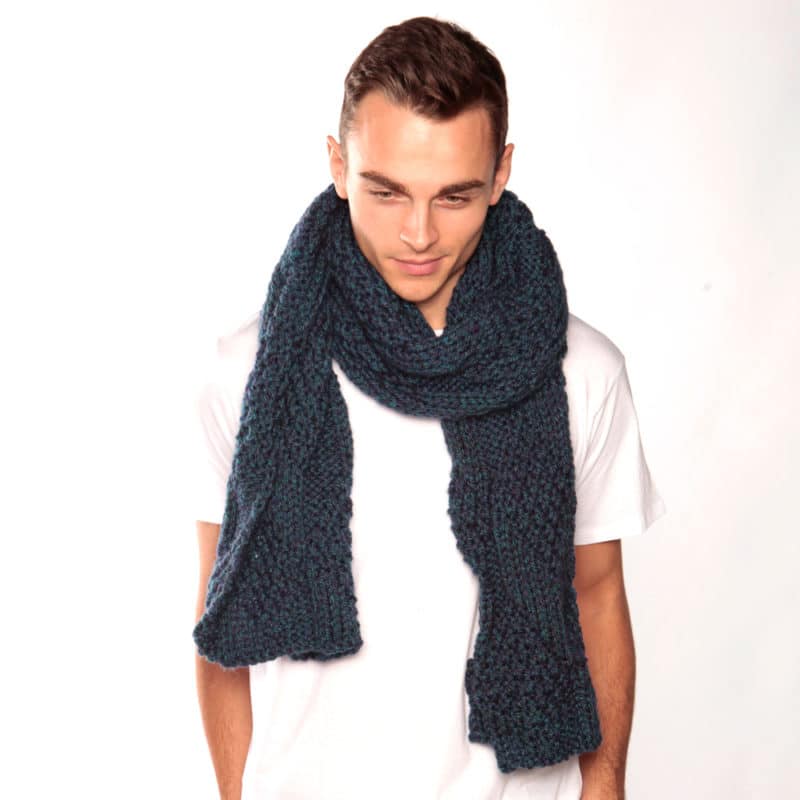Blue Green Chunky Knit Scarf