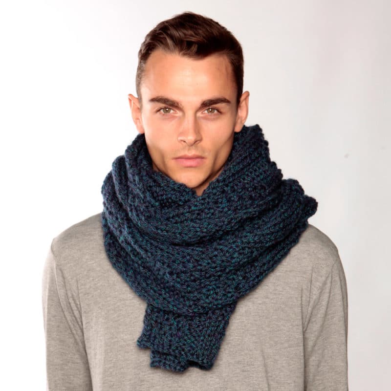 Blue Green Chunky Knit Scarf