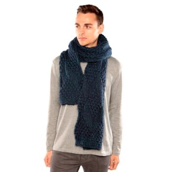 Blue Green Chunky Knit Scarf - Urbanknit