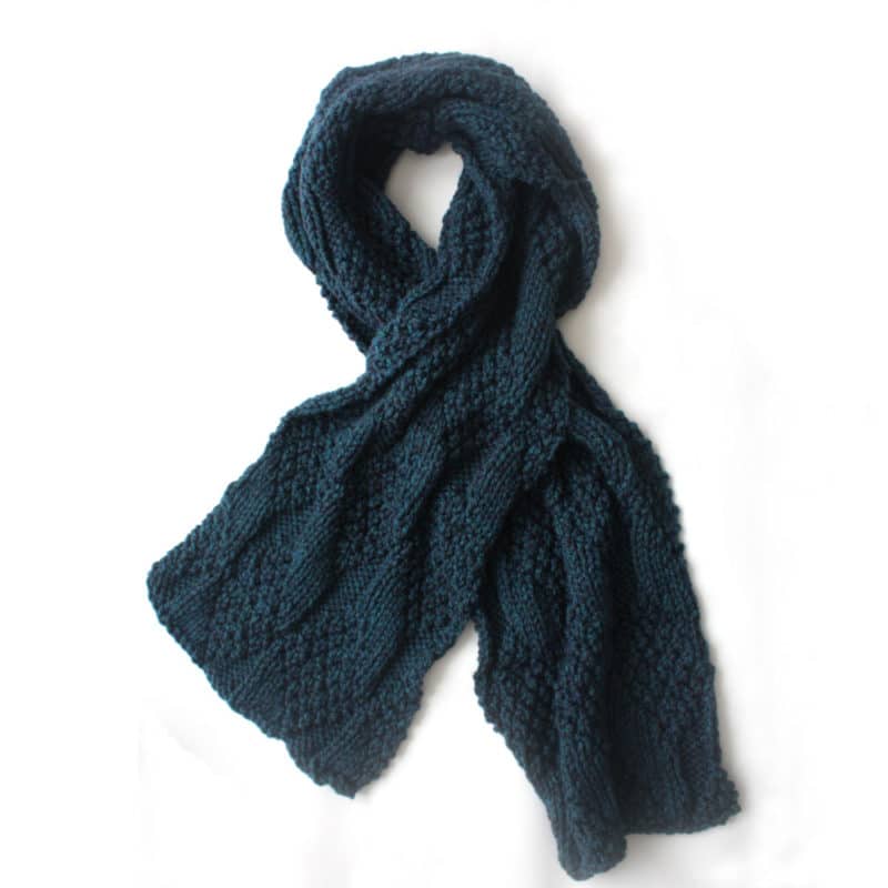 Blue Green Chunky Knit Scarf