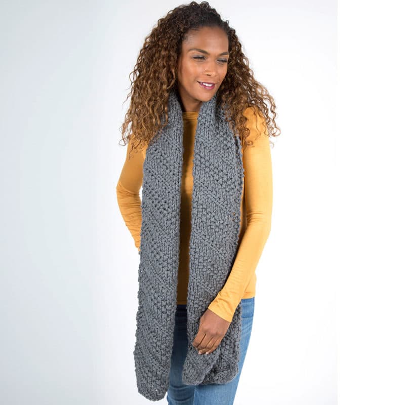 Chunky Knit Grey Wool Scarf