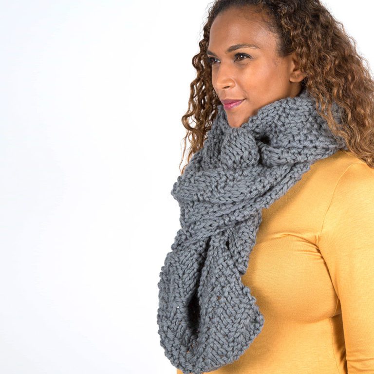 Chunky Knit Grey Wool Scarf - Urbanknit