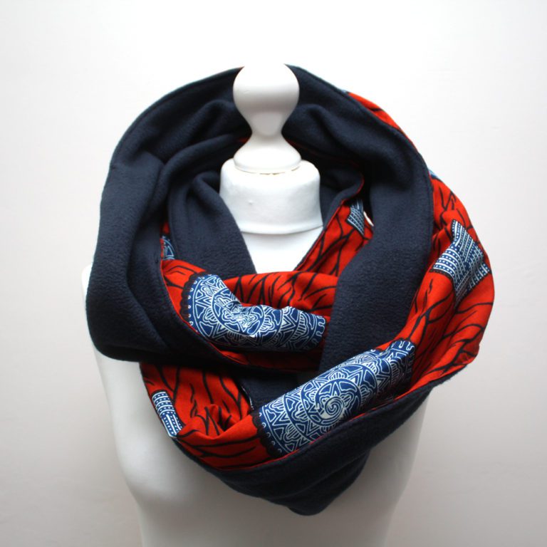 Red Ankara Print Snood by Urbanknit
