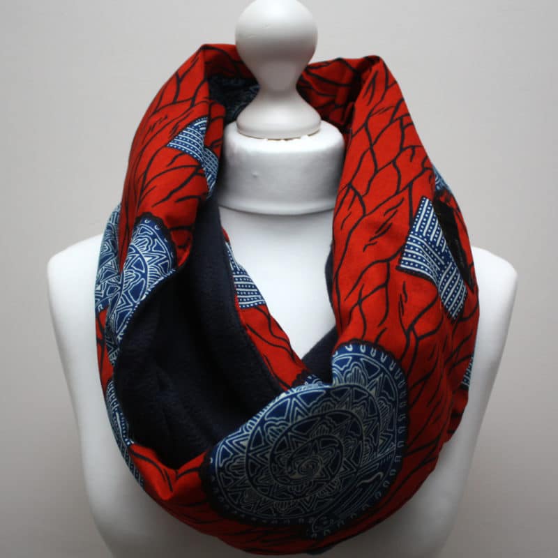 Red Ankara Print Snood by Urbanknit