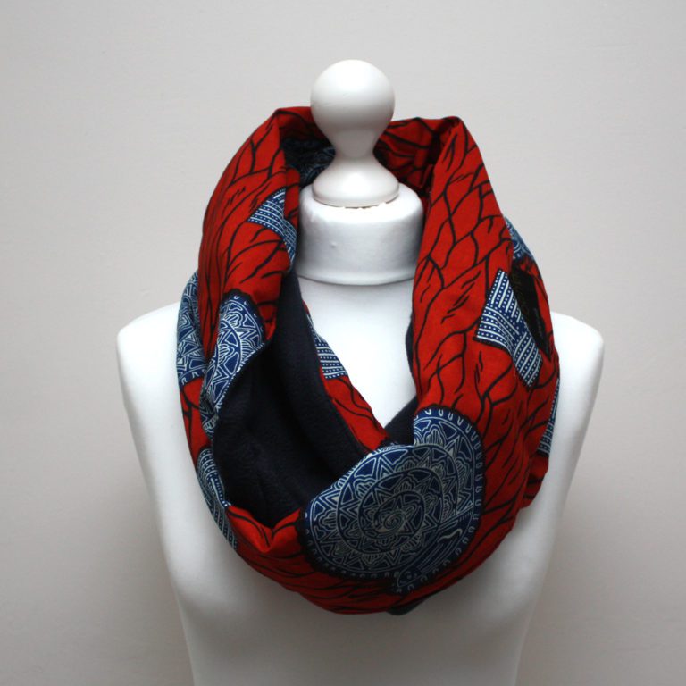 Red Ankara Print Snood by Urbanknit