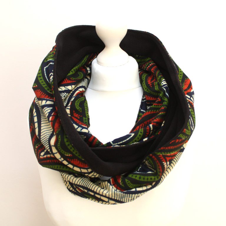 Green and Red Wave Ankara Print Snood Scarf - Urbanknit